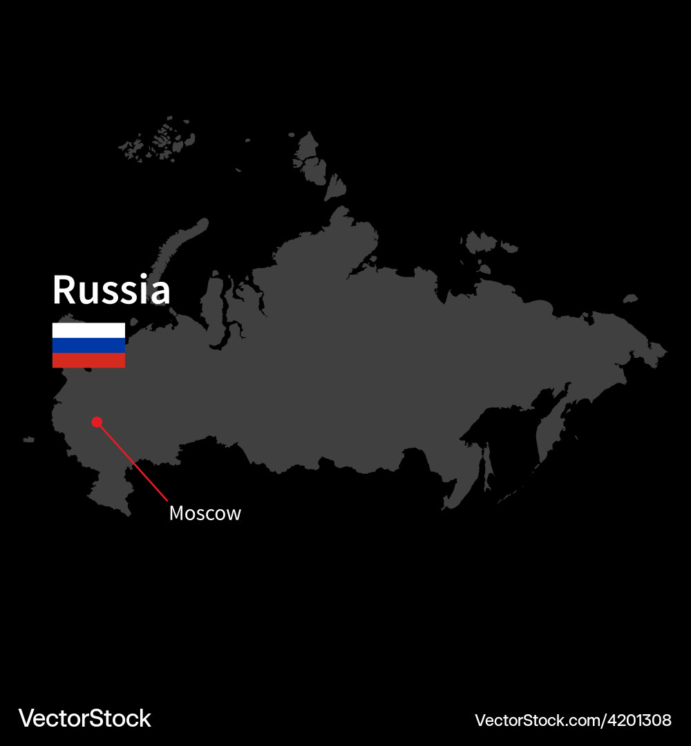 Detailed map of russia and capital city moscow Vector Image