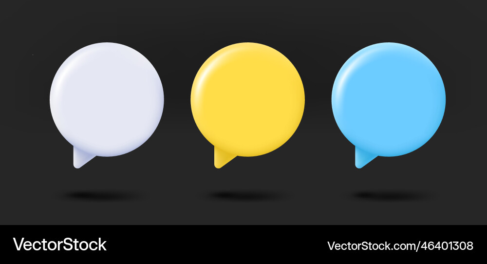Different color speech cloud icons collection 3d Vector Image