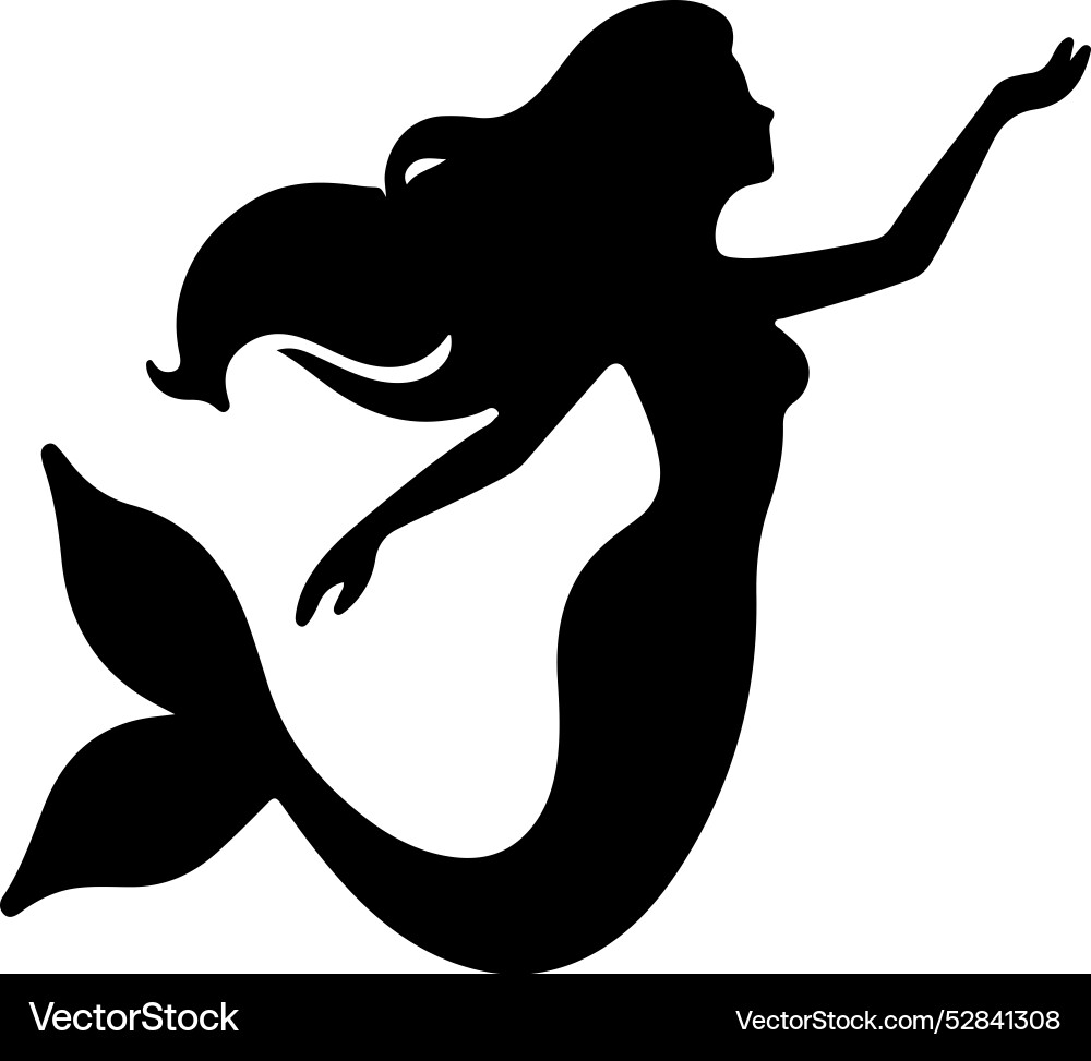 Flat design mermaid silhouette isolated on white Vector Image