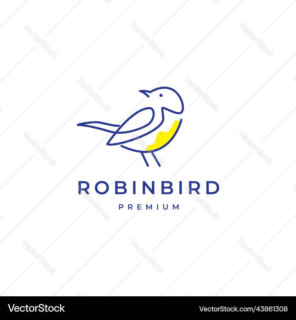 Lines art abstract robin bird logo design Vector Image
