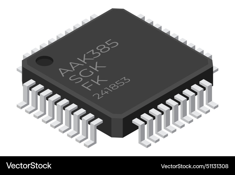 Microchip computer electronic component Royalty Free Vector