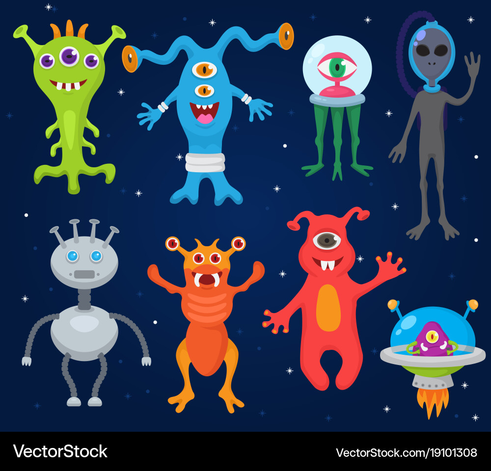 Monster alien cartoon monstrous character Vector Image