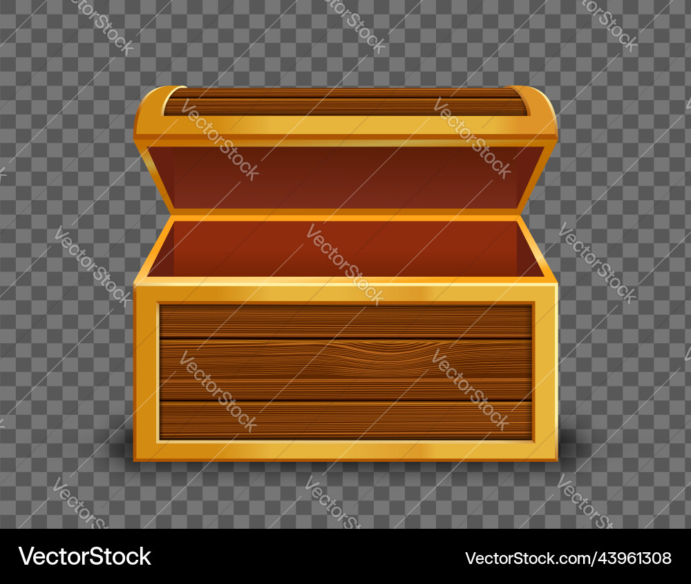 Open wooden old chest template isolated Royalty Free Vector