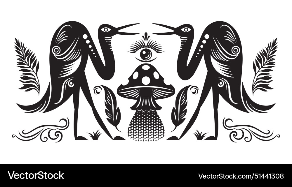Showing fiction birds crane Royalty Free Vector Image