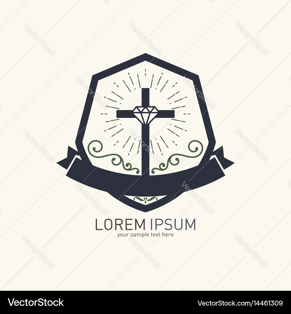 Christian logo with biblical symbols Royalty Free Vector
