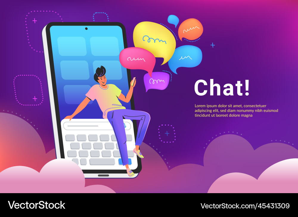 Community announcement or group chat mobile app Vector Image