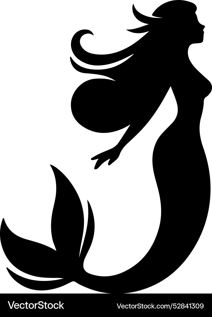 Flat design mermaid silhouette isolated on white Vector Image