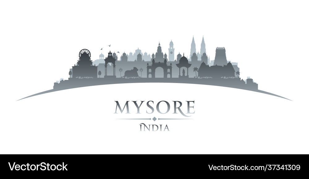 Mysore india city silhouette white background Vector Image