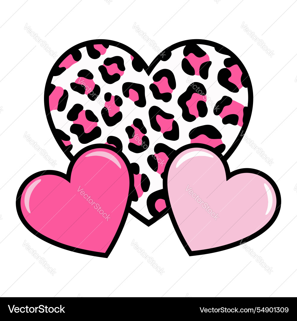 Pink leopard print hearts Royalty Free Vector Image