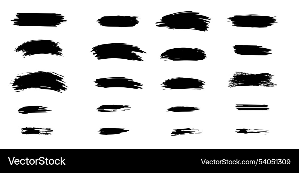 Set of brush strokes different shapes Royalty Free Vector