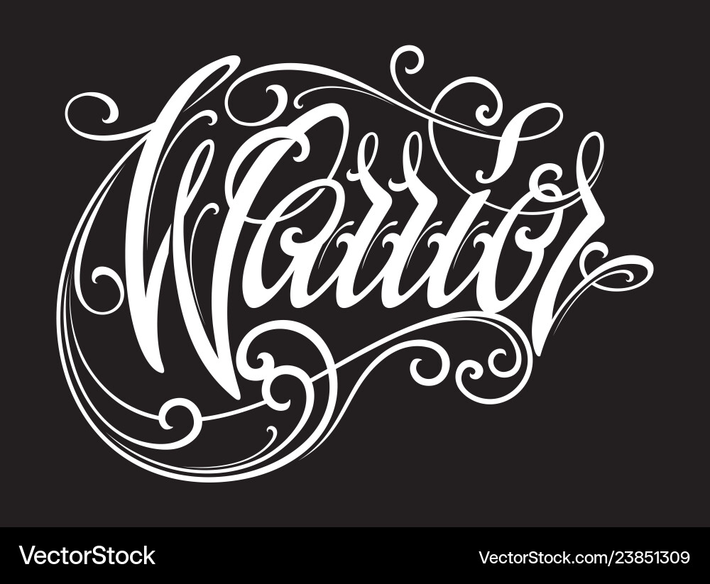 Single word warrior in tattoo style Royalty Free Vector