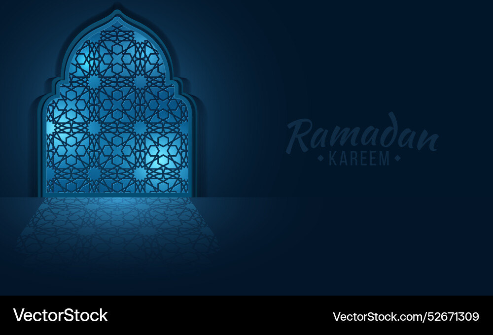 Traditional islamic window with moonlight Vector Image