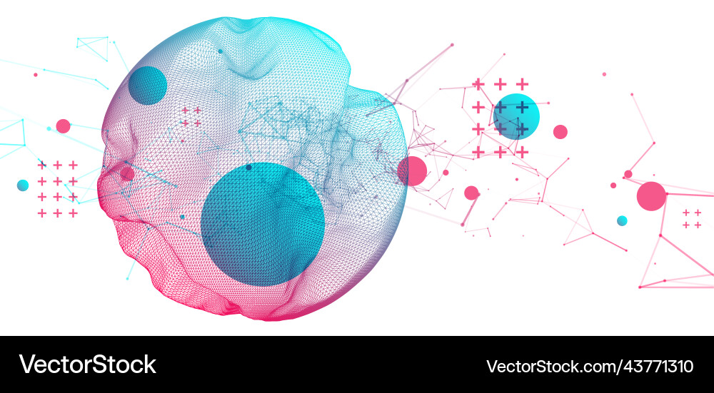 Abstract sphere background with plexus effect 3d Vector Image