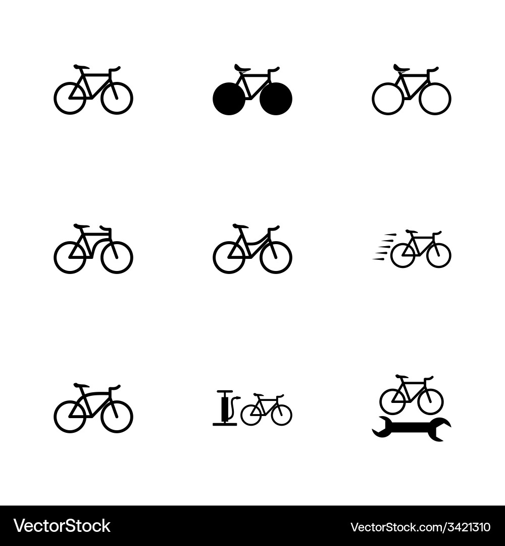 Black bicycle icon set Royalty Free Vector Image