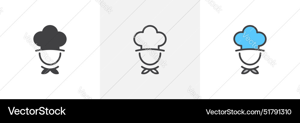 Chef icon set black filled and outlined style Vector Image