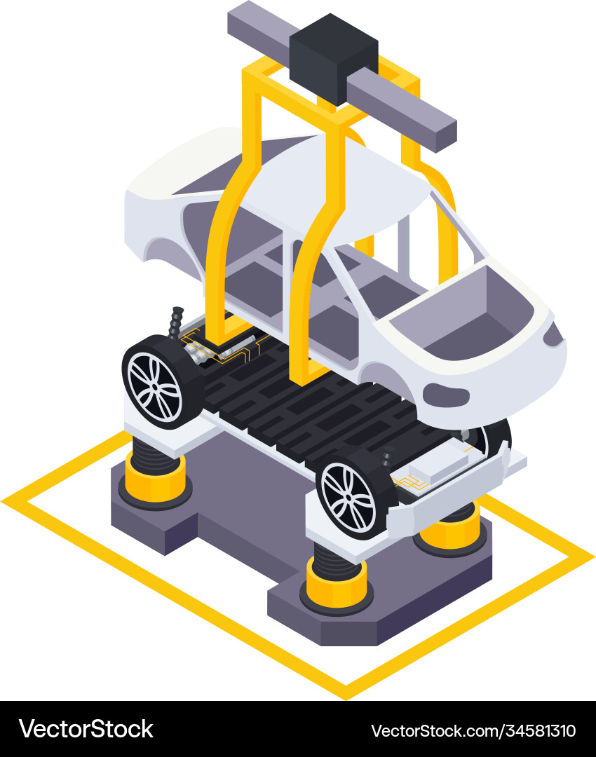 Electric vehicle assembly composition Royalty Free Vector