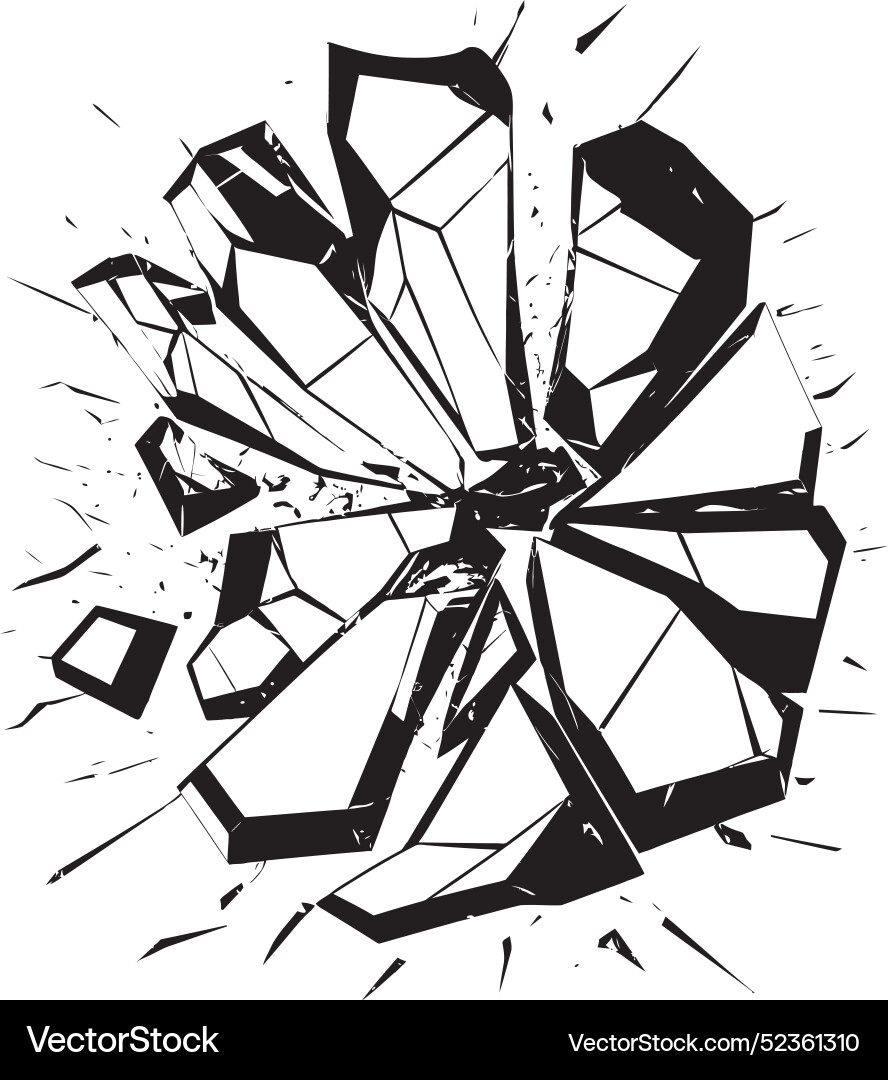 Fractured harmony abstract broken glass Royalty Free Vector