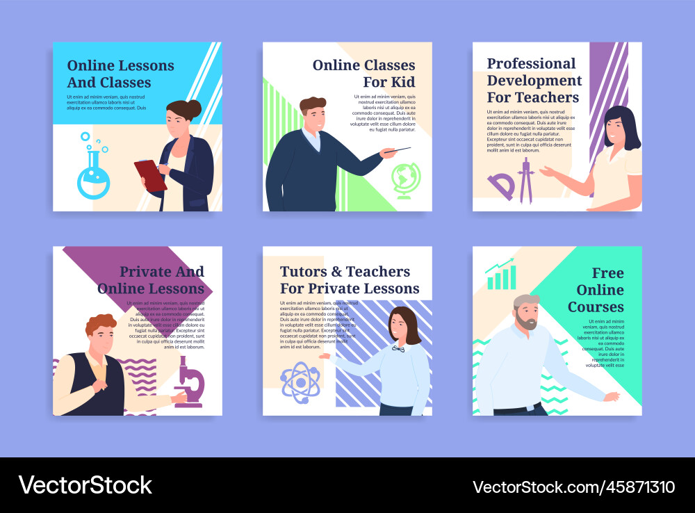 Free online courses educational teacher Royalty Free Vector