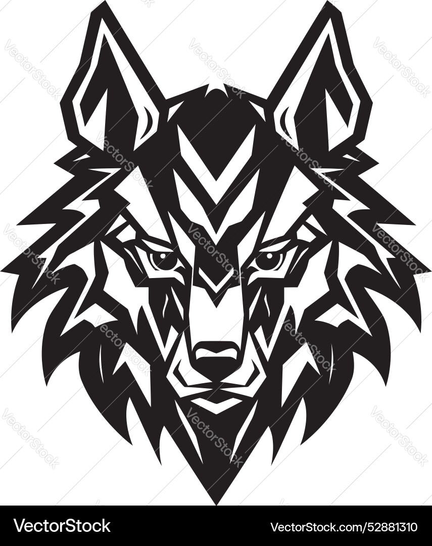 Graceful wolf face logo shadowed alpha wolf Vector Image