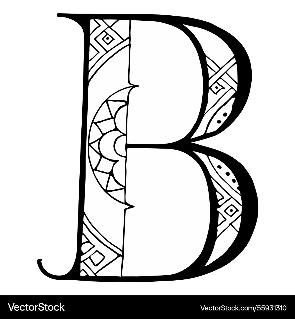 Mandala letter b design Royalty Free Vector Image
