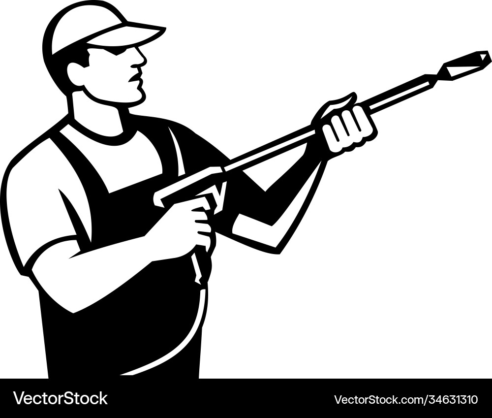 Power washer with water blaster pressure washing Vector Image