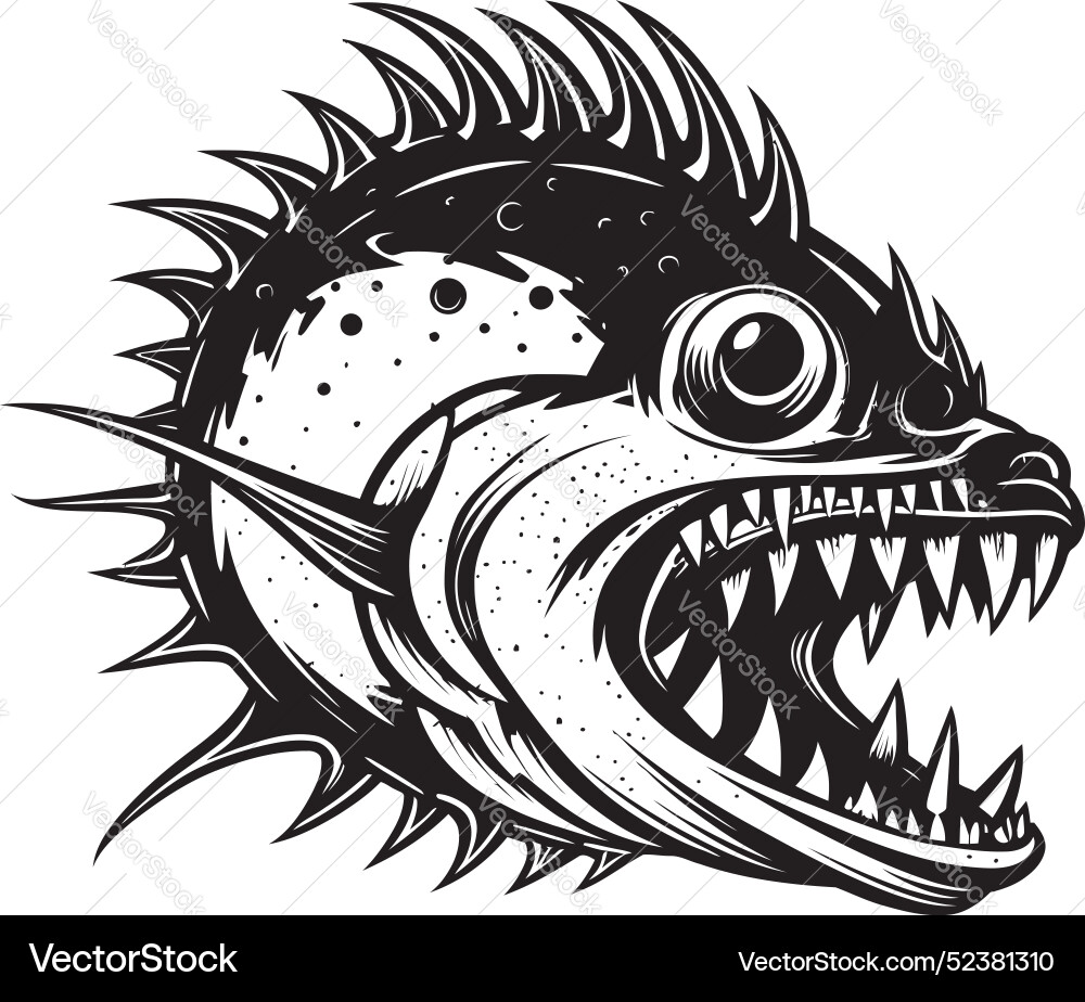 Sinister swim angular creature fish emblem Vector Image