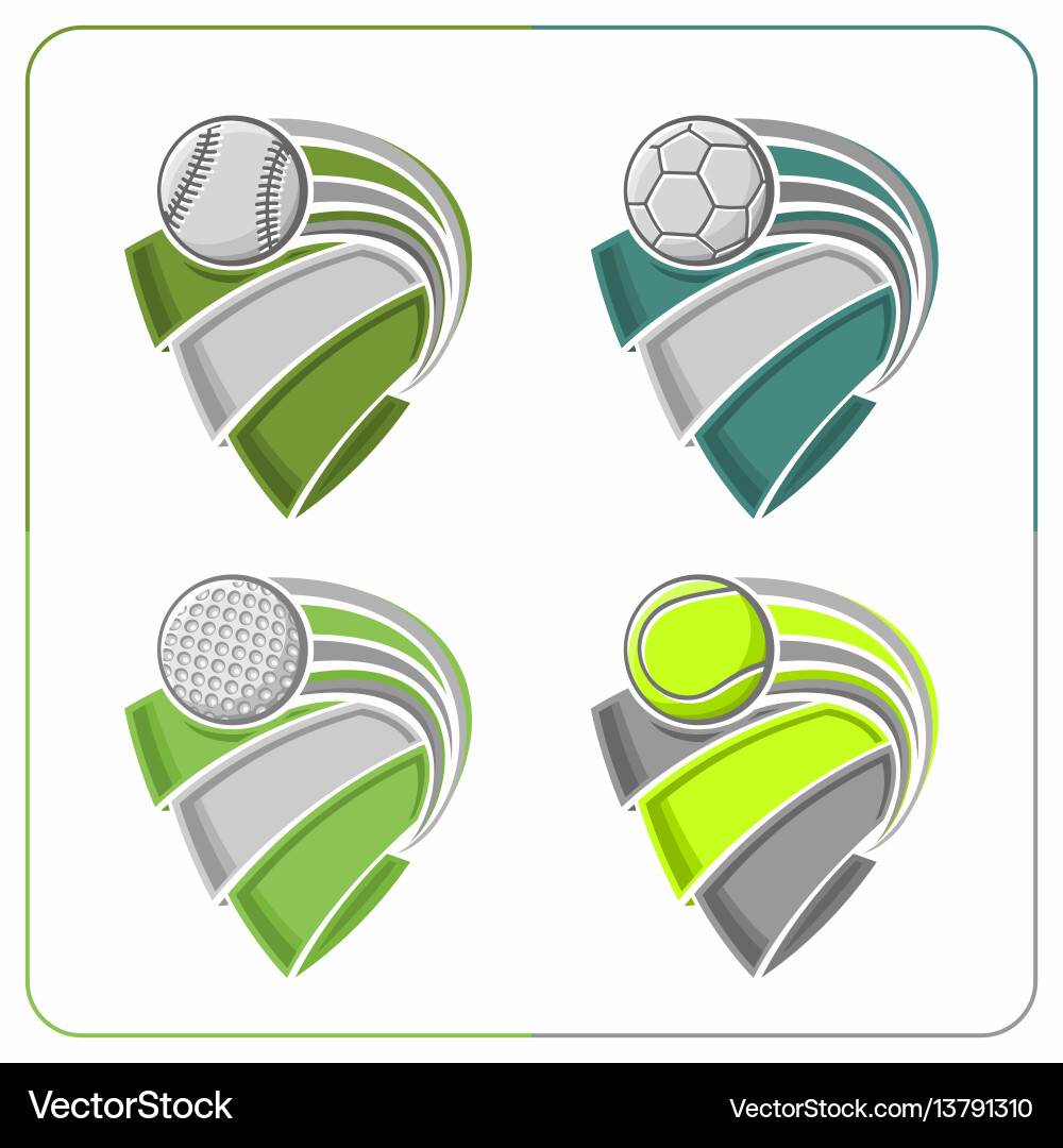 Sports balls ribbons Royalty Free Vector Image
