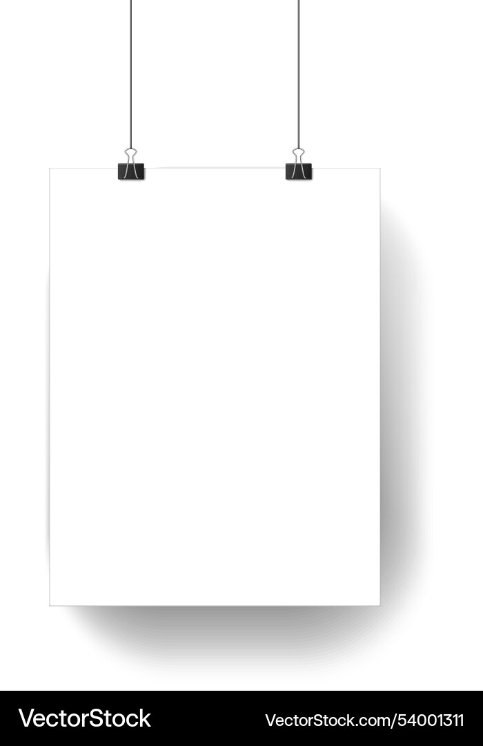 Blank white square poster hanging with binder Vector Image