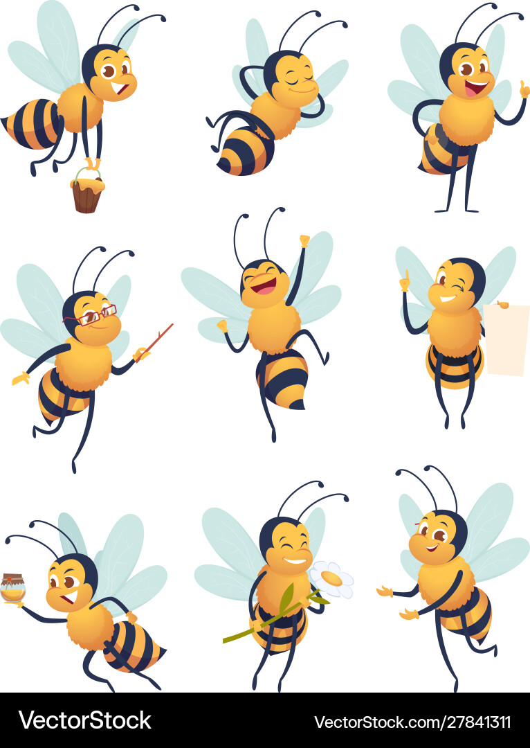 Cartoon Honey Bee Characters Royalty Free Vector Image