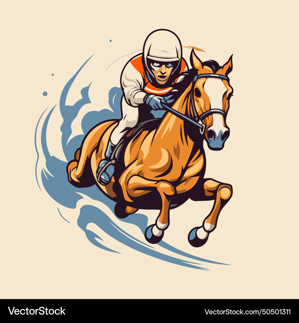 Jockey riding a horse Royalty Free Vector Image