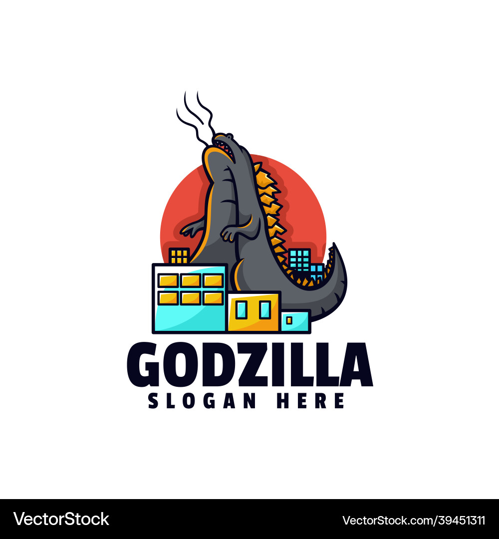 Logo godzilla simple mascot style Royalty Free Vector Image