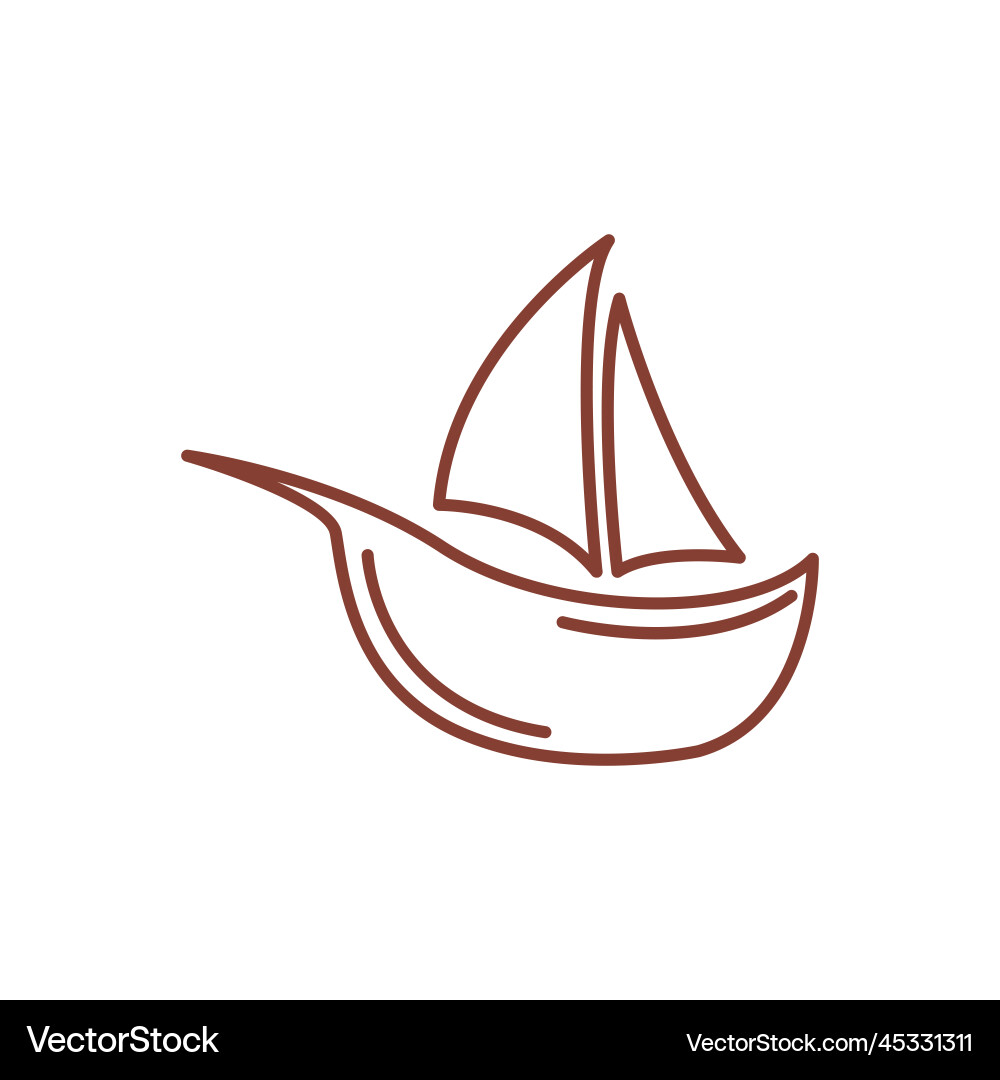 Sailing line boat icon logo Royalty Free Vector Image