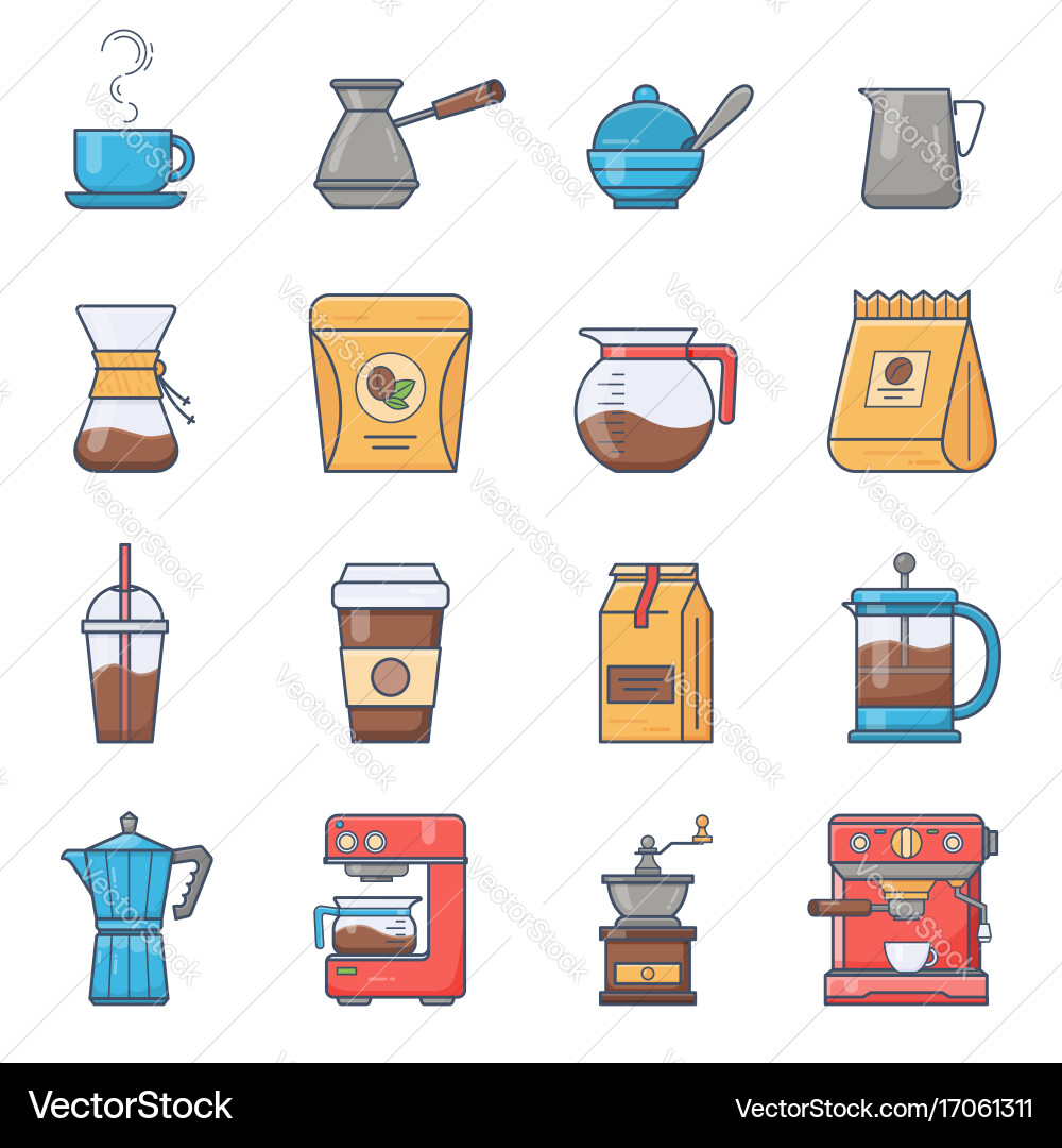 Set of coffee elements Royalty Free Vector Image
