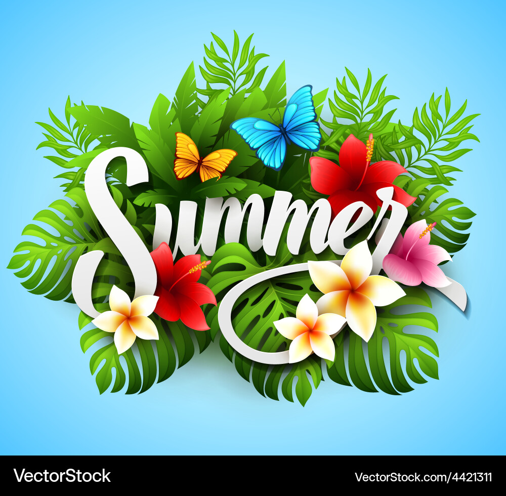 Tropical Summer Flowers Royalty Free Vector Image