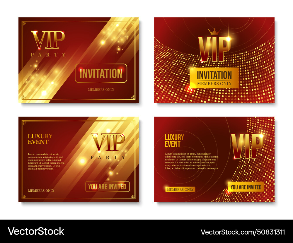 Vip party invitation set Royalty Free Vector Image