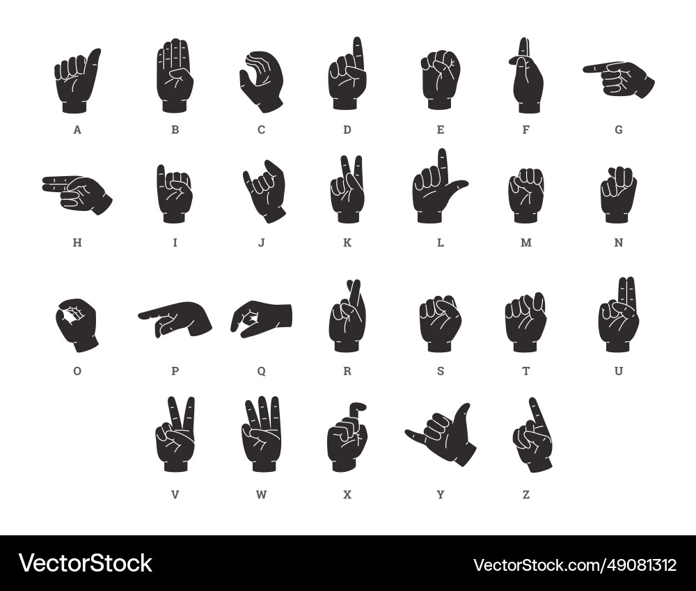 American sign language alphabet Royalty Free Vector Image
