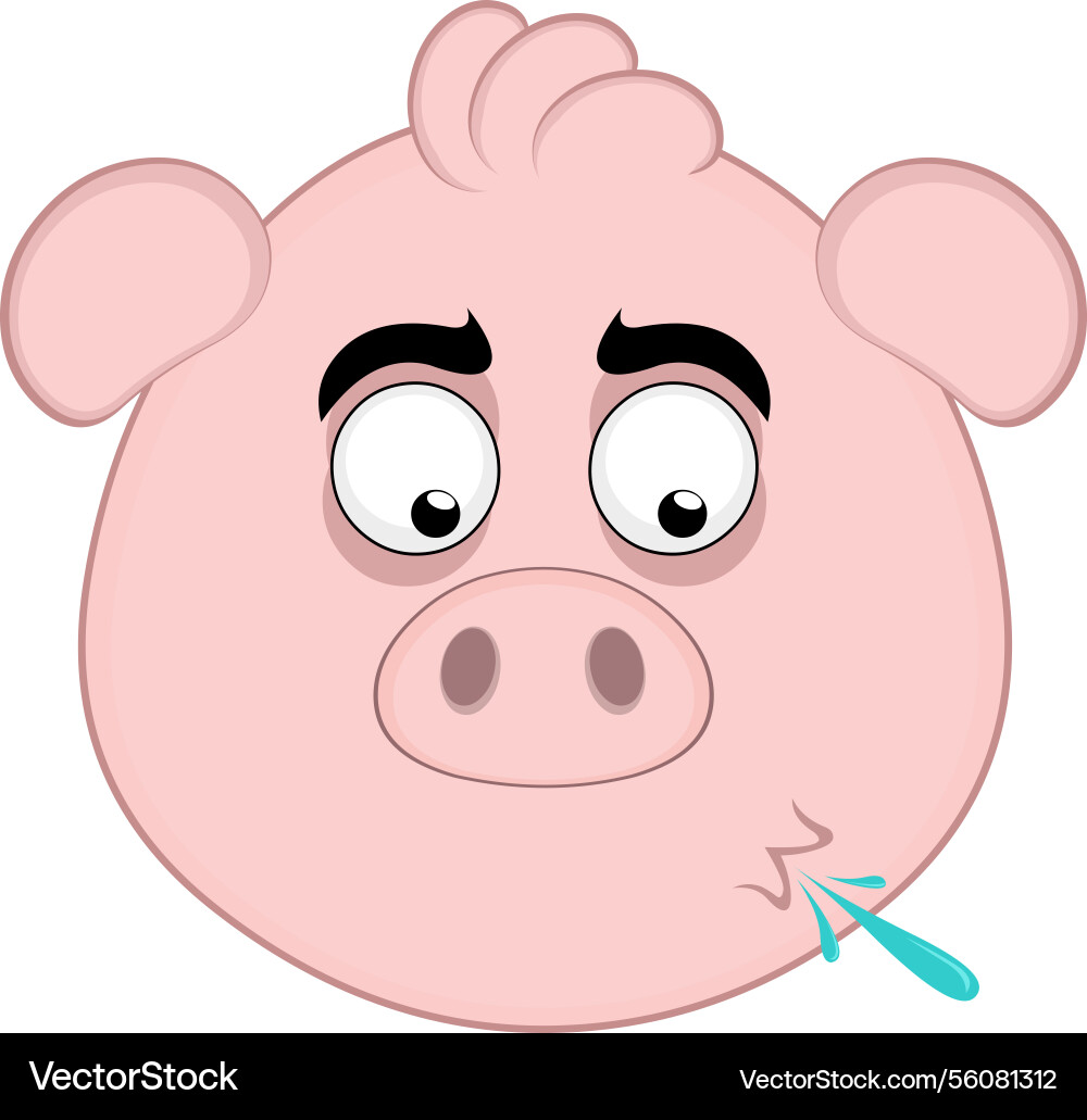 Emoji pig spitting saliva Royalty Free Vector Image