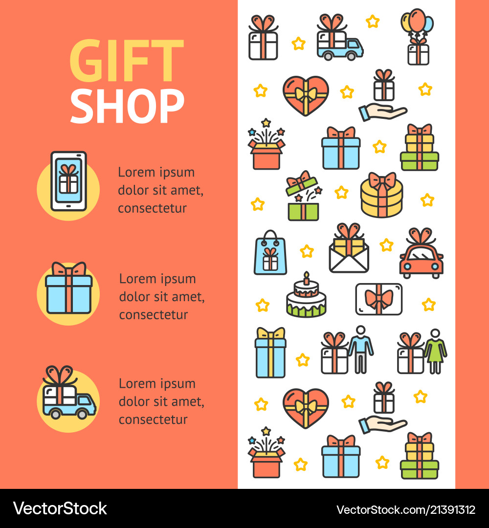 Gift shop banner vertical Royalty Free Vector Image