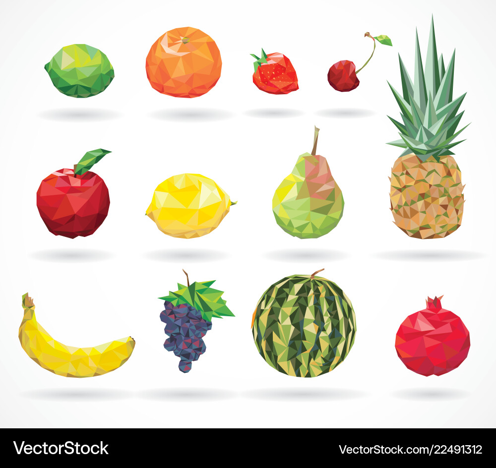 Low-Poly Fruit Collection Royalty Free Vector Image