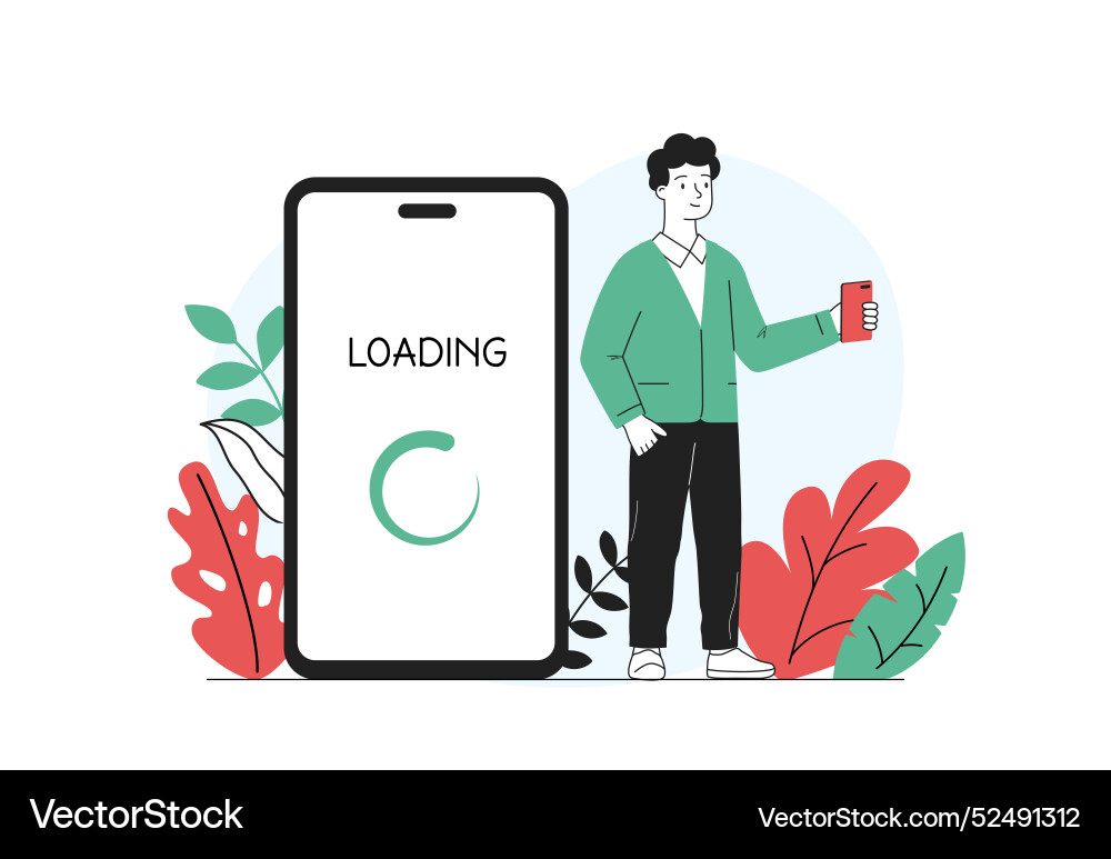 Man loading smartphone young guy turns on gadget Vector Image