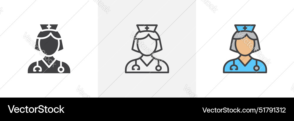 Nurse line icon set Royalty Free Vector Image - VectorStock
