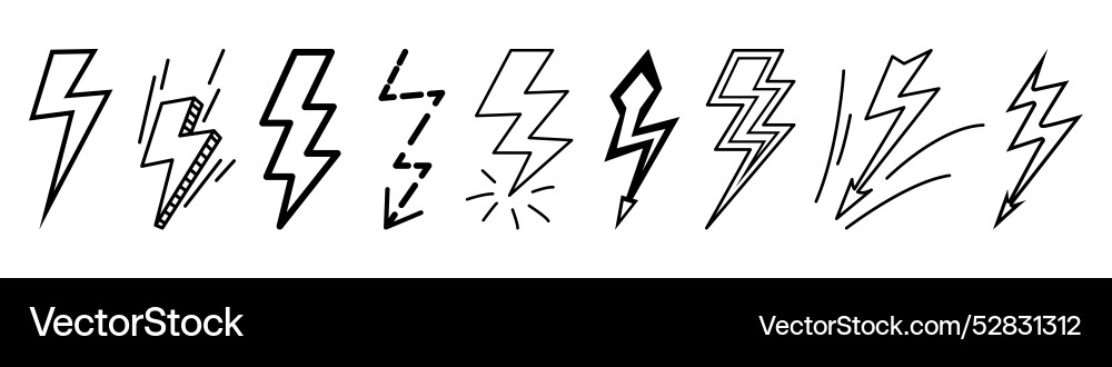 Thunderbolt icons thunderstroke collection Vector Image