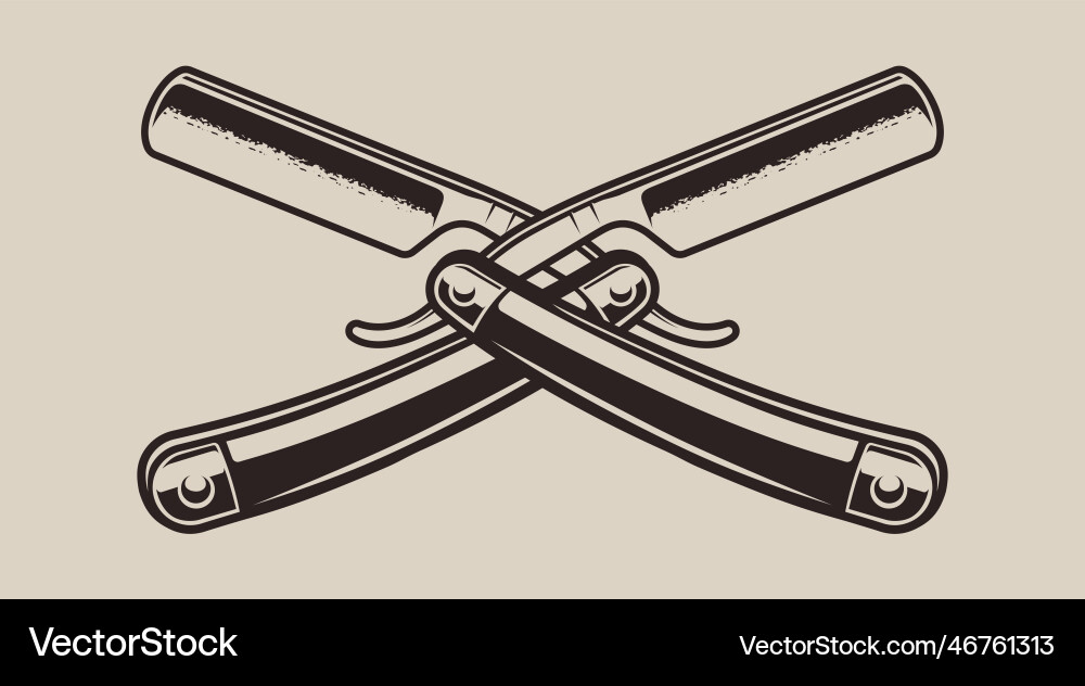 Crossed straight razors – Royalty-Free Vector | VectorStock