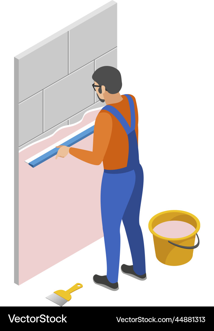 Wall priming handyman composition Royalty Free Vector Image
