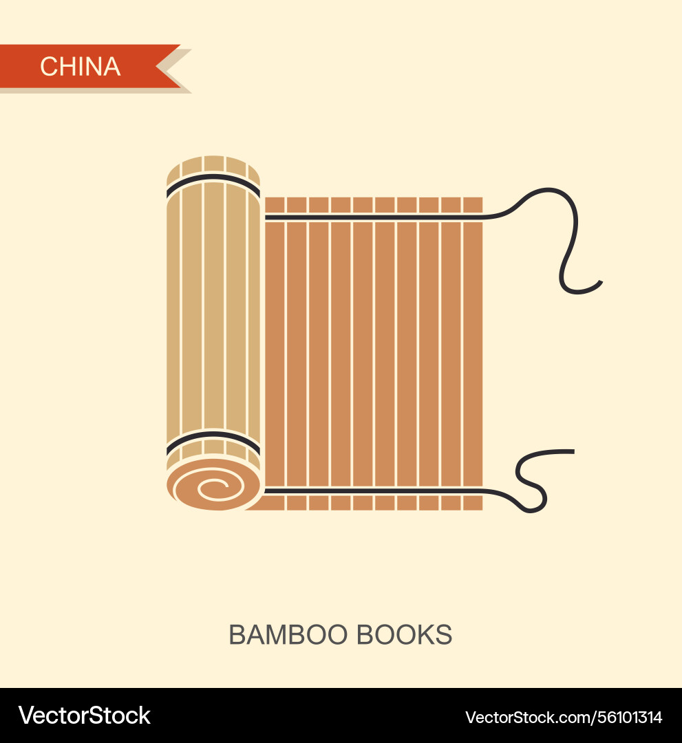 Bamboo scroll taoism glyph icon chinese Royalty Free Vector