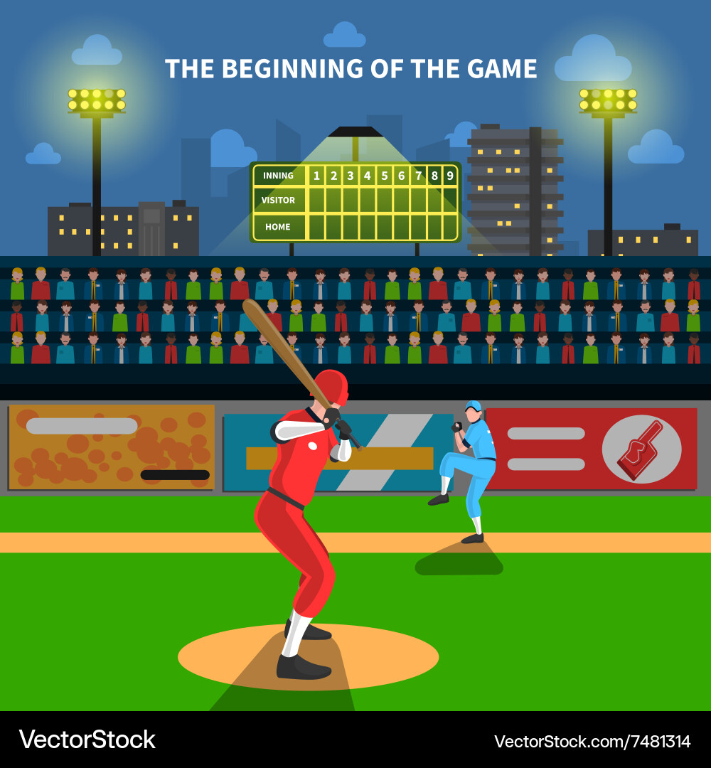 Baseball Game Scene Royalty Free Vector Image - VectorStock