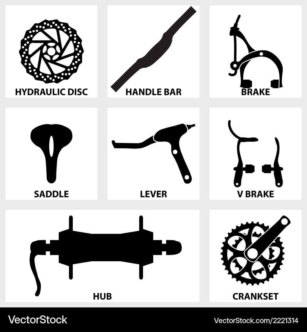 Bicycle Repair Parts Icon Set Royalty Free Vector Image
