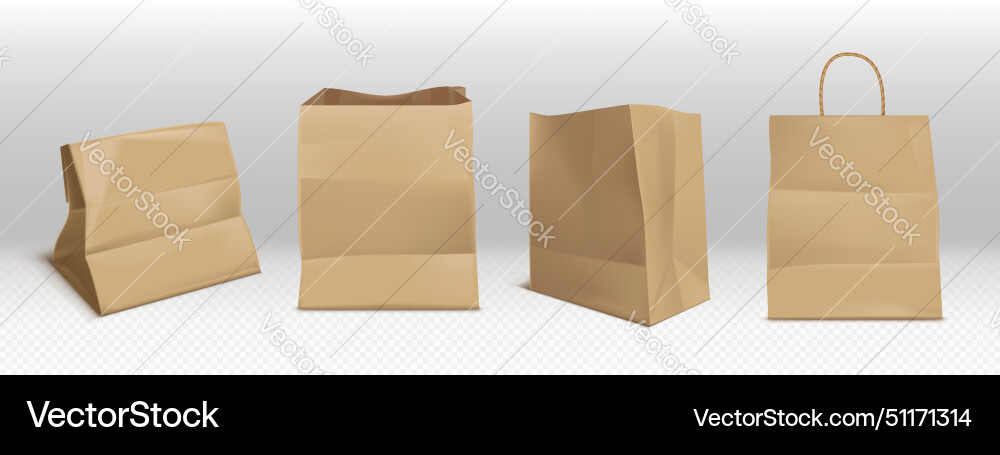 Craft brown paper bags mockup Royalty Free Vector Image