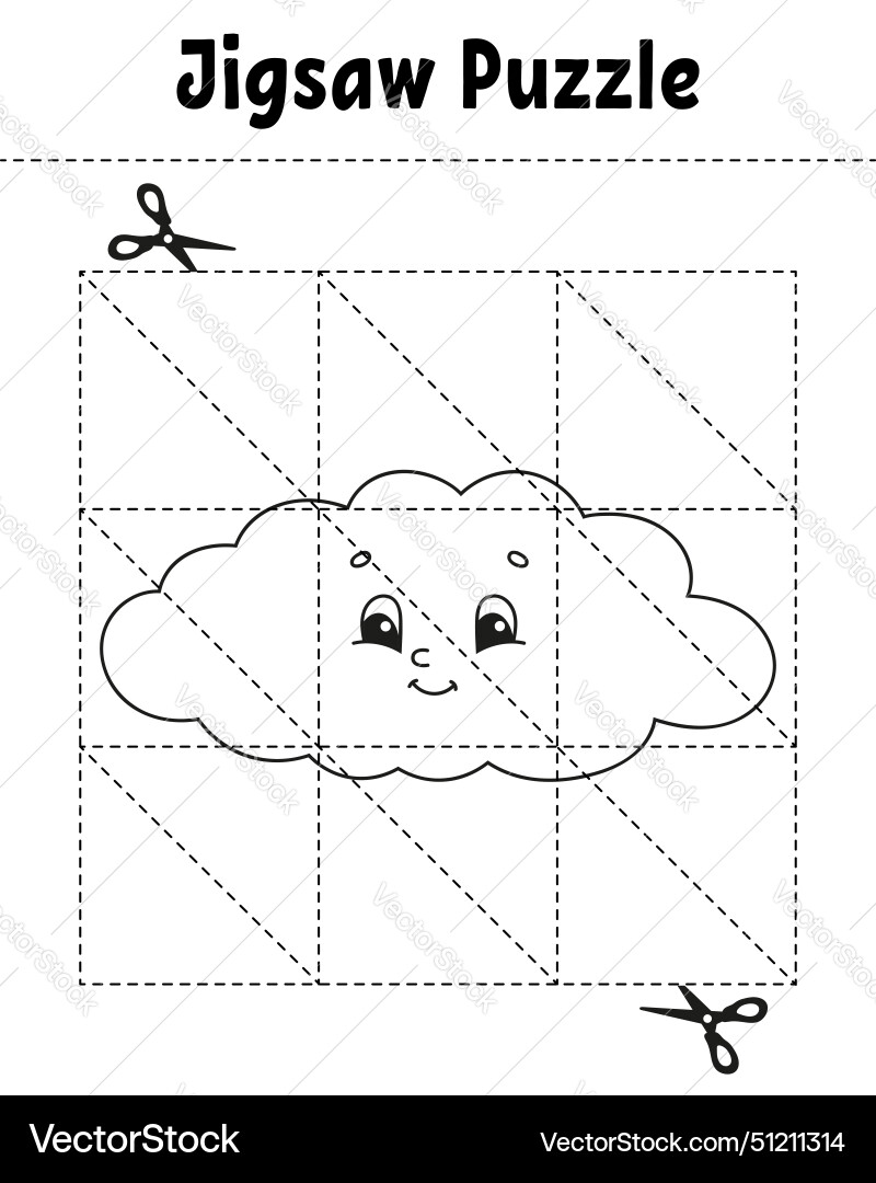 Jigsaw puzzle coloring page for kids Royalty Free Vector