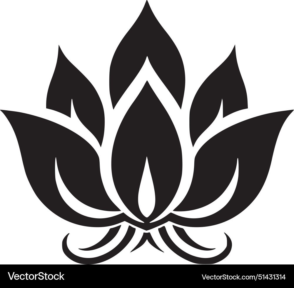 Lotus flower - black and white isolated icon Vector Image